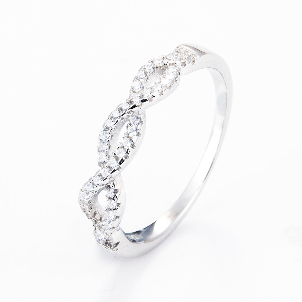 Sterling Silver Braided Band with Crystal – Amy and Annette