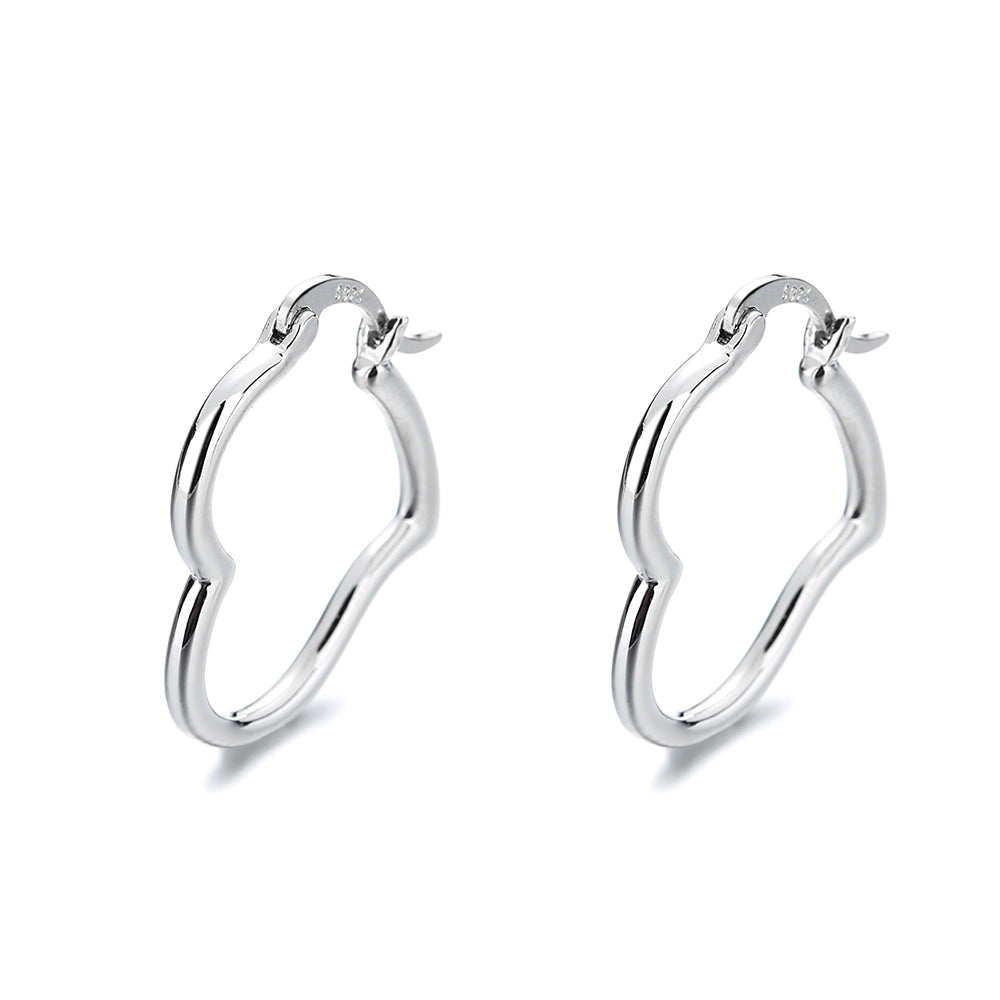 Amy and Annette 18K White Gold Heart Hoop Earrings