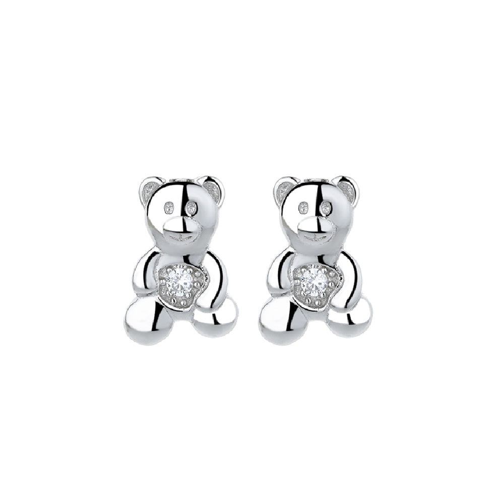 Amy and Annette Sterling Silver Bear Earrings with Crystals from Swarovski