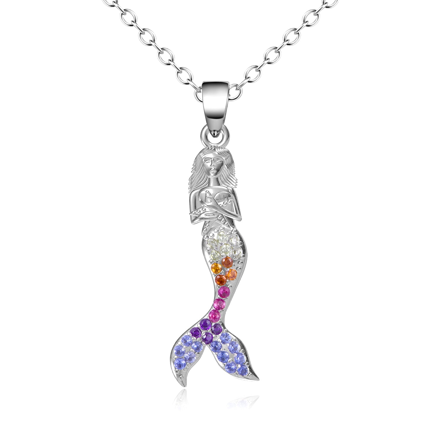 Muli Colored Swarovski Crystal Mermaid Pendant Necklace Amy and Annette