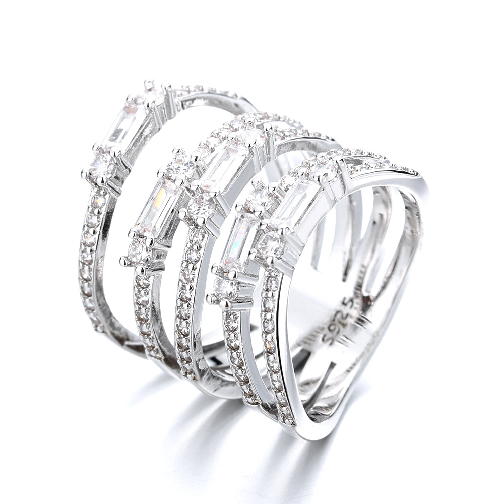 14K Gold Five-Row Ring With Swarovski Crystals – Amy and Annette